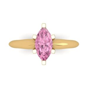 clara pucci 1.0 ct marquise cut solitaire pink simulated diamond engagement bridal promise anniversary ring 18k yellow gold size 3.5