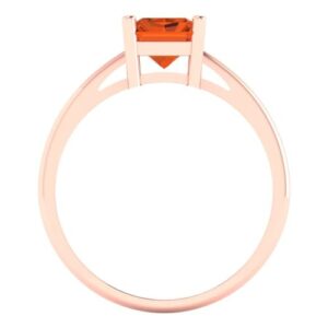 Clara Pucci 2.0 ct Emerald Cut Solitaire Red Simulated Diamond Engagement Bridal Promise Anniversary Ring 18K Rose Gold Size 8.75