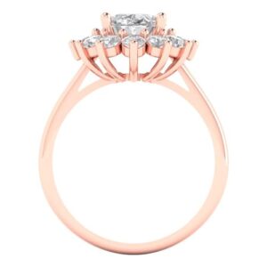 Clara Pucci 2.36 ct Oval Cut Solitaire W/Accent Halo Genuine Moissanite Wedding Promise Anniversary Bridal Ring 18K Rose Gold Size 6.5