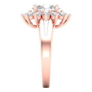 Clara Pucci 2.36 ct Oval Cut Solitaire W/Accent Halo Genuine Moissanite Wedding Promise Anniversary Bridal Ring 18K Rose Gold Size 6.5