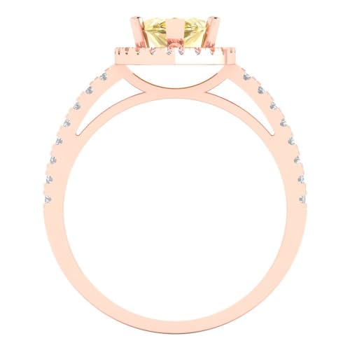 Clara Pucci 2.38 ct Marquise Cut Solitaire Halo Yellow Simulated Diamond Engagement Promise Anniversary Bridal Ring 18K Rose Gold 3.5