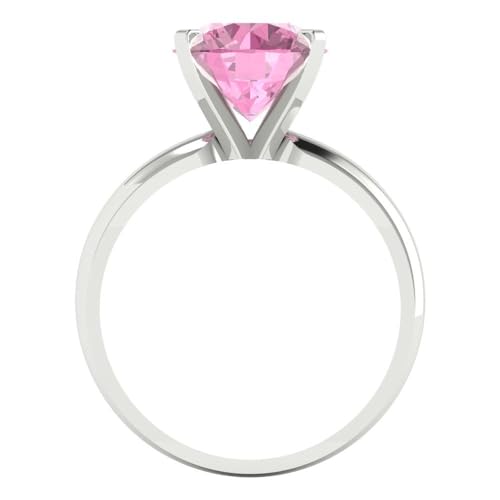 Clara Pucci 2.50ct Round Cut Solitaire Pink Simulated Diamond Excellent Engagement Bridal Promise Anniversary Ring in 18K White Gold 3.5