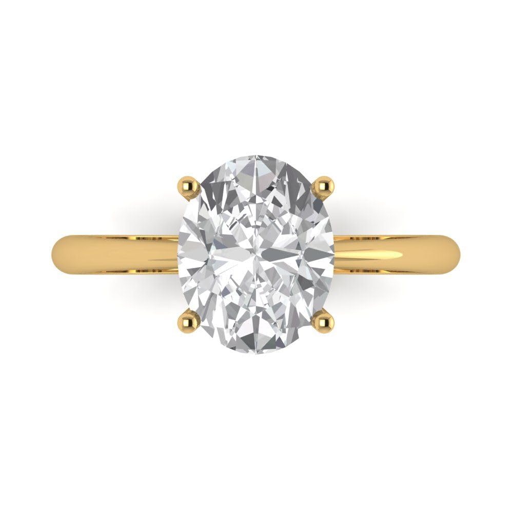 Clara Pucci 2.5ct Oval Cut Solitaire Moissanite Engagement Wedding Bridal Promise Anniversary Ring 18K Yellow Gold Size 7.5