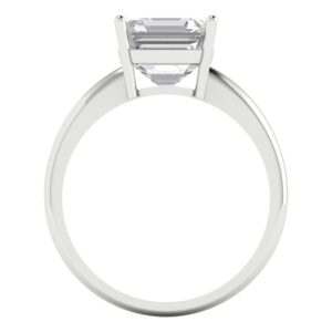 Clara Pucci 2.5 ct Asscher Cut Solitaire Moissanite Engagement Wedding Bridal Promise Anniversary Ring 18K White Gold Size 7