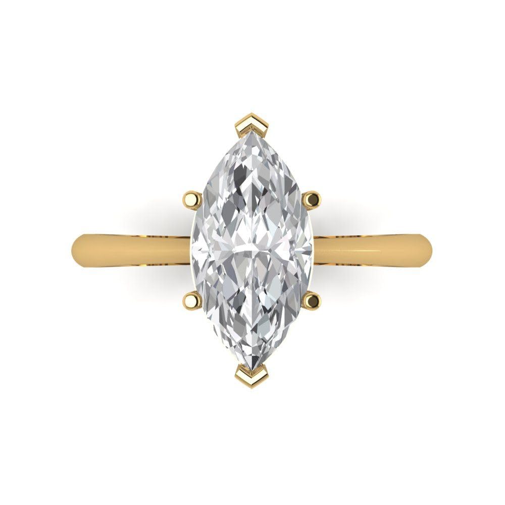 Clara Pucci 2.50 ct Marquise Cut Solitaire Moissanite Engagement Wedding Bridal Promise Anniversary Ring 18K Yellow Gold Size 3.5