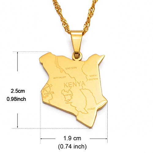 Hafrita Map Of Kenya Pendant Necklaces Gold Kenyan Map Stainless Steel Pendant Necklaces