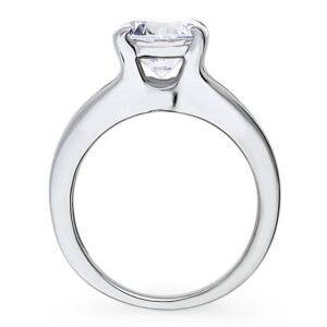 BERRICLE Sterling Silver Solitaire Wedding Engagement Rings 2.7 Carat Round Cubic Zirconia CZ Cocktail Promise Ring for Women, Rhodium Plated Size 7