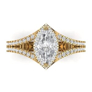 clara pucci 1.20ct marquise cut solitaire w/accent halo genuine moissanite wedding promise anniversary bridal ring 18k yellow gold 9.5