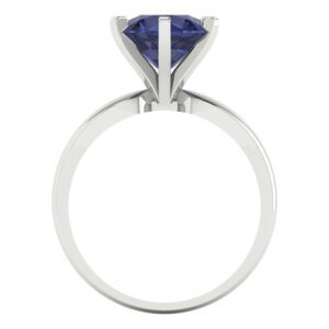 Clara Pucci 2.50ct Round Cut Solitaire Simulated Blue Sapphire Engagement Bridal Promise Anniversary Ring in 18K White Gold 6.25