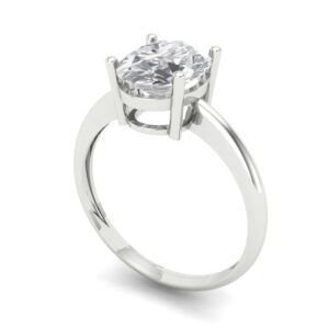 Clara Pucci 2.0 ct Oval Cut Solitaire Moissanite Engagement Wedding Bridal Promise Anniversary Ring 18K White Gold Size 7