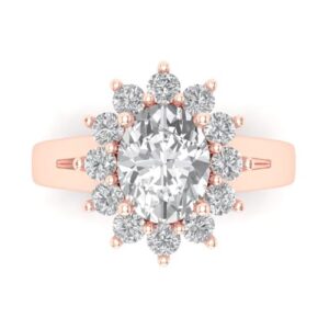 clara pucci 2.36 ct oval cut solitaire w/accent halo genuine moissanite wedding promise anniversary bridal ring 18k rose gold size 6.5