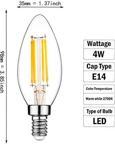 Raheem E14 LED Bulb, Dimmable, 110v 300 Lumens 2700k 40w Equivalent, Best Replacement for Halogen and Incandescent Bulb, Candelabra LED Bulbs, 10 Pack (Warm White)