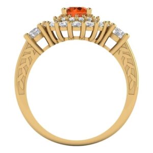 Clara Pucci 1.12 ct Round Cut Halo Solitaire Genuine Red Simulated Diamond Engagement Promise Anniversary Bridal Ring 18K Yellow Gold 3.5