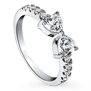 berricle sterling silver bow tie cubic zirconia cz heart fashion ring for women, rhodium plated size 7