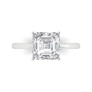 clara pucci 2.5 ct asscher cut solitaire moissanite engagement wedding bridal promise anniversary ring 18k white gold size 7