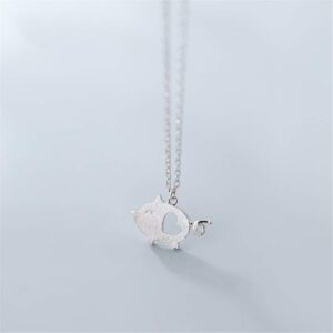 Cute Pig Pendant Necklace 925 Sterling Silver Love Heart Necklaces for Women Nickle Free Animal Pet Adjustable Link Chain Dainty Jewelry for Daughter Niece