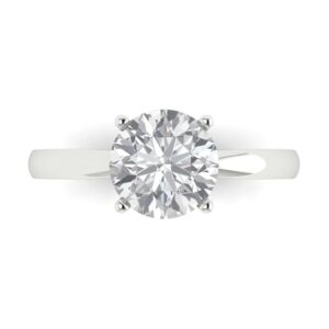 clara pucci 2.0 ct round cut solitaire moissanite engagement wedding bridal promise anniversary ring in 18k white gold size 7