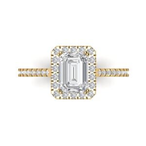 clara pucci 2.08 ct emerald cut solitaire w/accent halo moissanite statement art deco bridal wedding ring 18k yellow gold size 5.75