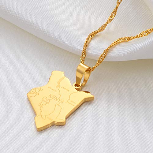 Hafrita Map Of Kenya Pendant Necklaces Gold Kenyan Map Stainless Steel Pendant Necklaces