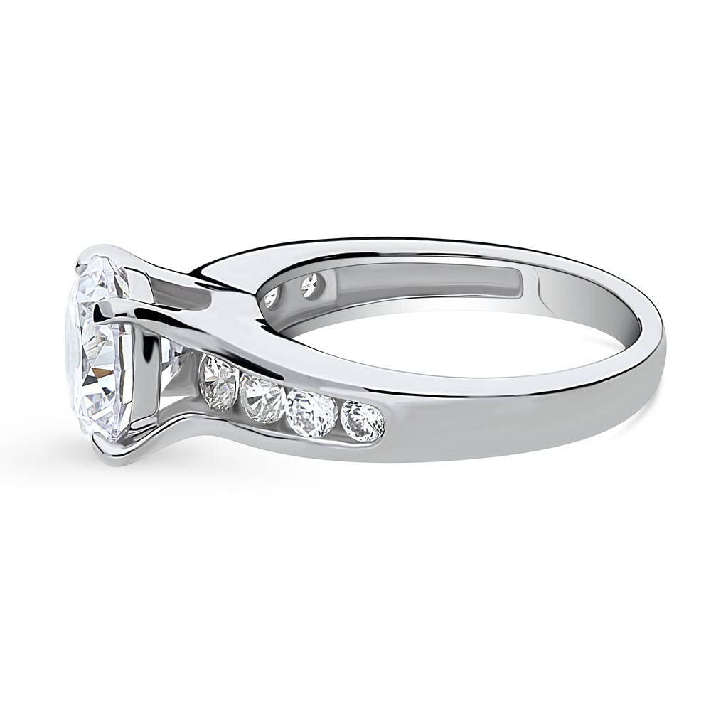 BERRICLE Sterling Silver Solitaire Wedding Engagement Rings 2.7 Carat Round Cubic Zirconia CZ Cocktail Promise Ring for Women, Rhodium Plated Size 7