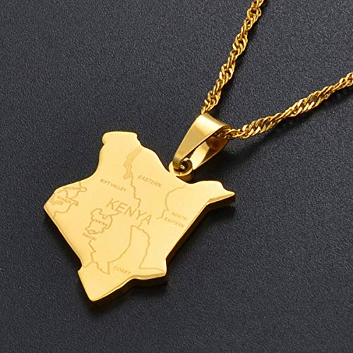 Hafrita Map Of Kenya Pendant Necklaces Gold Kenyan Map Stainless Steel Pendant Necklaces