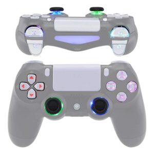 extremerate multi-colors luminated d-pad thumbstick trigger home face buttons for ps4 controller, white classical symbols dtfs (dtf 2.0) led kit for ps4 slim pro controller - controller not included