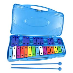 ennbom 25 notes vibraphone xylophone glockenspiel black blue percussion instrument with case (blue case- blue)