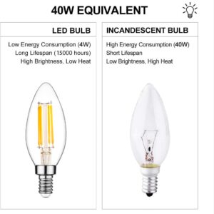 Raheem E14 LED Bulb, Dimmable, 110v 300 Lumens 2700k 40w Equivalent, Best Replacement for Halogen and Incandescent Bulb, Candelabra LED Bulbs, 10 Pack (Warm White)