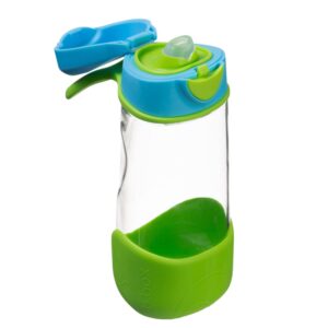 b.box 15oz sport spout bottle: kids water bottle with durable tritan. silicone spout with flip top lid, leak proof, spill proof, bpa free (ocean breeze, 15 oz)