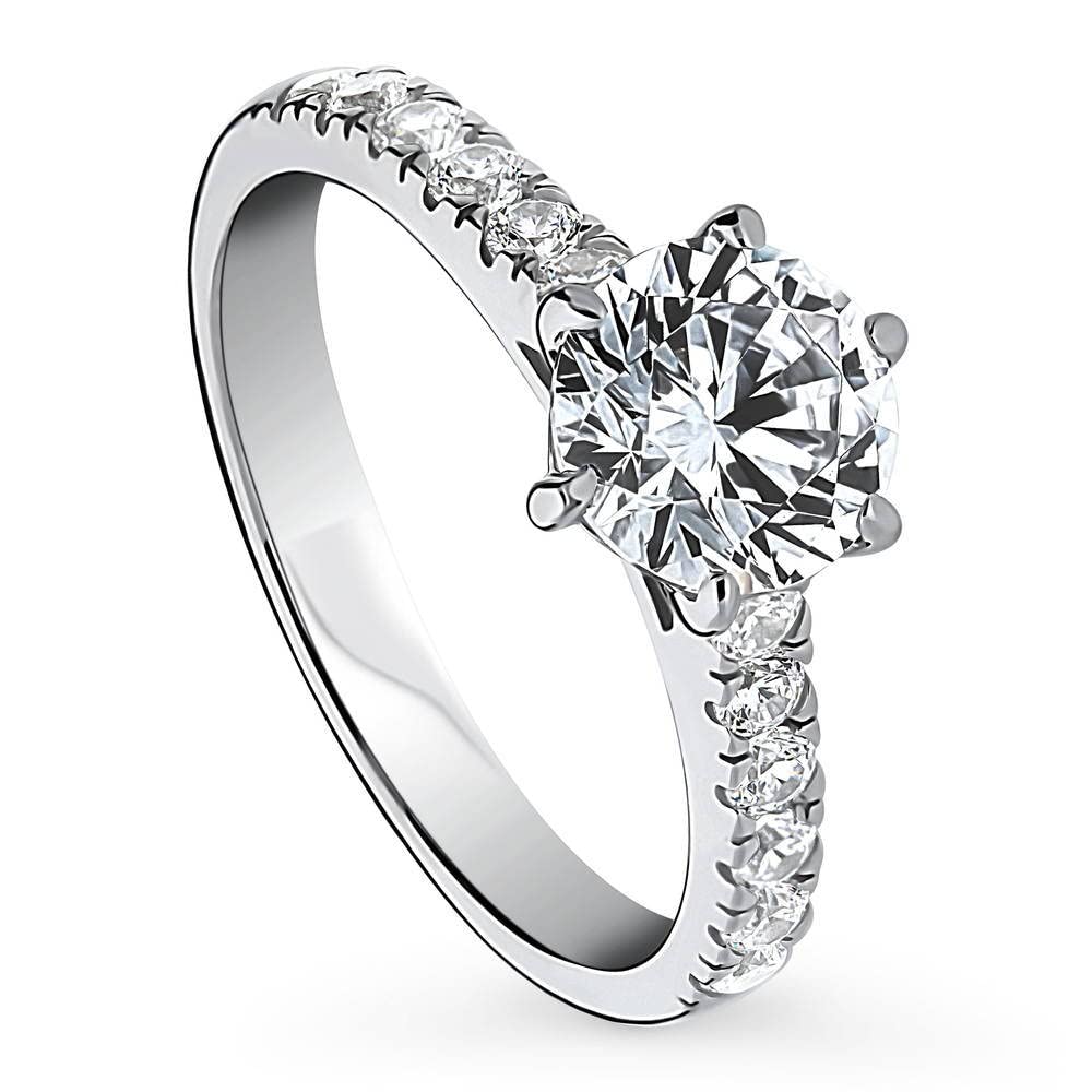 BERRICLE Sterling Silver Solitaire Wedding Engagement Rings 1.25 Carat Round Cubic Zirconia CZ Promise Ring for Women, Rhodium Plated Size 4.5