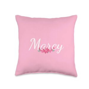 custom marcy gifts & designs for girls custom marcy gift personalized name flowers floral pink throw pillow, 16x16, multicolor