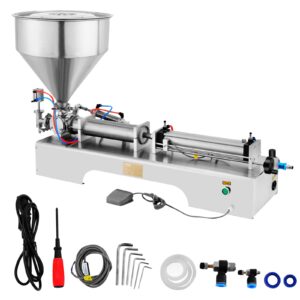 vevor pneumatic liquid paste filling machine 50-500ml volume, horizontal cream filling machine with 30l hopper, pneumatic liquid filling machine for water oil cream etc.