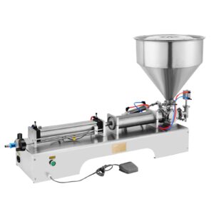 VEVOR Pneumatic Liquid Paste Filling Machine 50-500ML Volume, Horizontal Cream Filling Machine with 30L Hopper, Pneumatic liquid Filling Machine for Water Oil Cream etc.