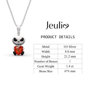 Jeulia Hug Me Love Confession Skull Heart Cut Sterling Silver Necklace for Women Wife Girlfriend Engagement Wedding Anniversary or Birthday Christmas With Jewelry Box (Red)