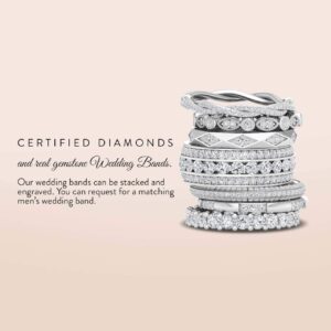 Diamondere Natural and Certified Diamond Wedding Ring in 925 Sterling Silver | 0.79 Carat Full Eternity Stackable Band for Women, US Size 7.5