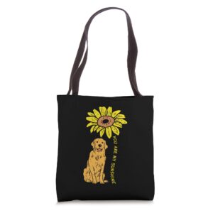 sunflower sunshine golden retriever pet dog girls women gift tote bag