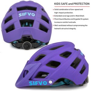 Kids Bike Helmet, SIFVO Kids Helmet 6+ Boys and Girls Bike Helmet with Visor, Bike Helmets for Kids Youth Bike Helmet Kids Mountain Bike Helmet Lightweight and Adjustable 52-58cm