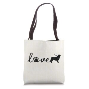 australian shepherd aussie love dog paw arrow mom dad gift tote bag