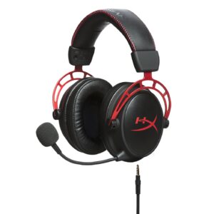 HyperX Cloud Alpha - Gaming Headset, Dual Chamber Drivers – Red & QuadCast - USB Condenser Gaming Microphone, for PC, PS4 and Mac, Anti-Vibration Shock Mount, Four Polar Patterns - Black