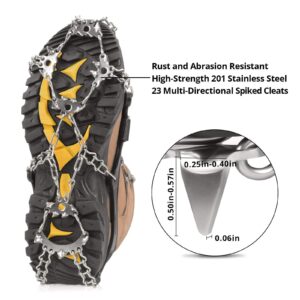 Crampons Ice Cleats Safety Traction Cleats Snow Ice Grips 23 Spikes fit Boots/Shoes for Men Women Walking Hiking