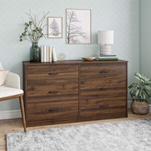 mainstay/ classic 6 drawer dresser, walnut