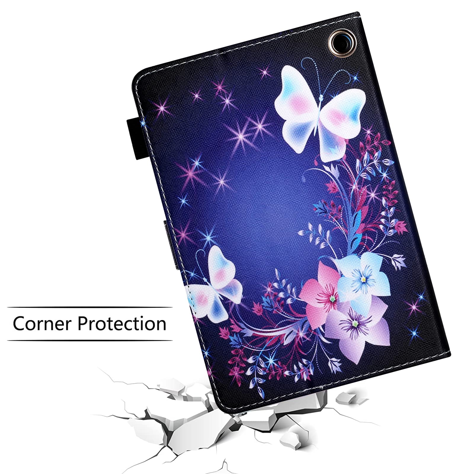 Fancity Case Fits Amazon Kindle Fire HD 8 & HD 8 Plus Tablet (12th Generation/10th Generation, 2022/2020 Release) 8", PU Leather Standing Cover with Smart Auto Sleep/Wake & Card Slot, Butterfly