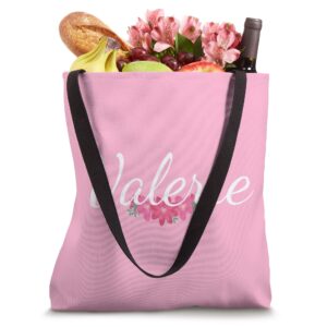 Custom Valerie Gift Personalized Name Flowers Floral Pink Tote Bag