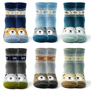 mardonskey big kids winter socks boys warm socks thick cotton thermal crew socks for boys 6 pairs 6-8 years