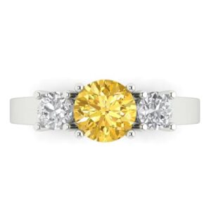 clara pucci 1.50 ct round cut 3 stone genuine yellow simulated diamond engagement promise anniversary bridal ring 18k white gold 4.25