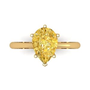 clara pucci 2.50 ct pear cut solitaire yellow simulated diamond engagement bridal promise anniversary ring 18k yellow gold size 3.5