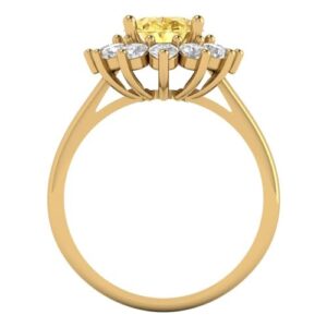 Clara Pucci 2.36 ct Oval Cut Solitaire Halo Yellow Simulated Diamond Engagement Promise Anniversary Bridal Ring 18K Yellow Gold 7.5