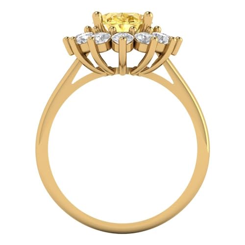 Clara Pucci 2.36 ct Oval Cut Solitaire Halo Yellow Simulated Diamond Engagement Promise Anniversary Bridal Ring 18K Yellow Gold 7.5