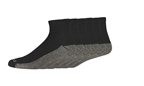 Genuine Dickies Men's Dri-Tech Performance Work Quarter-Length Ankle Socks (6-Pair Packs) (Black, Shoe Size: 12-15)