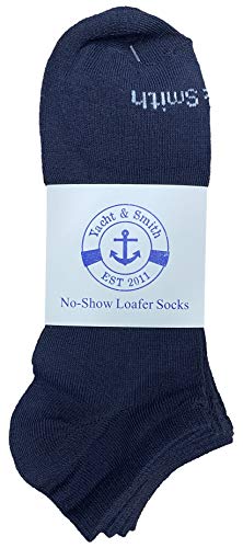 BILLIONHATS 12 Pairs of Boys & Girls Cotton Shoe Liner Training No Show Thin Low Cut Sport Ankle Socks, 6-8 (12 Pack Navy)